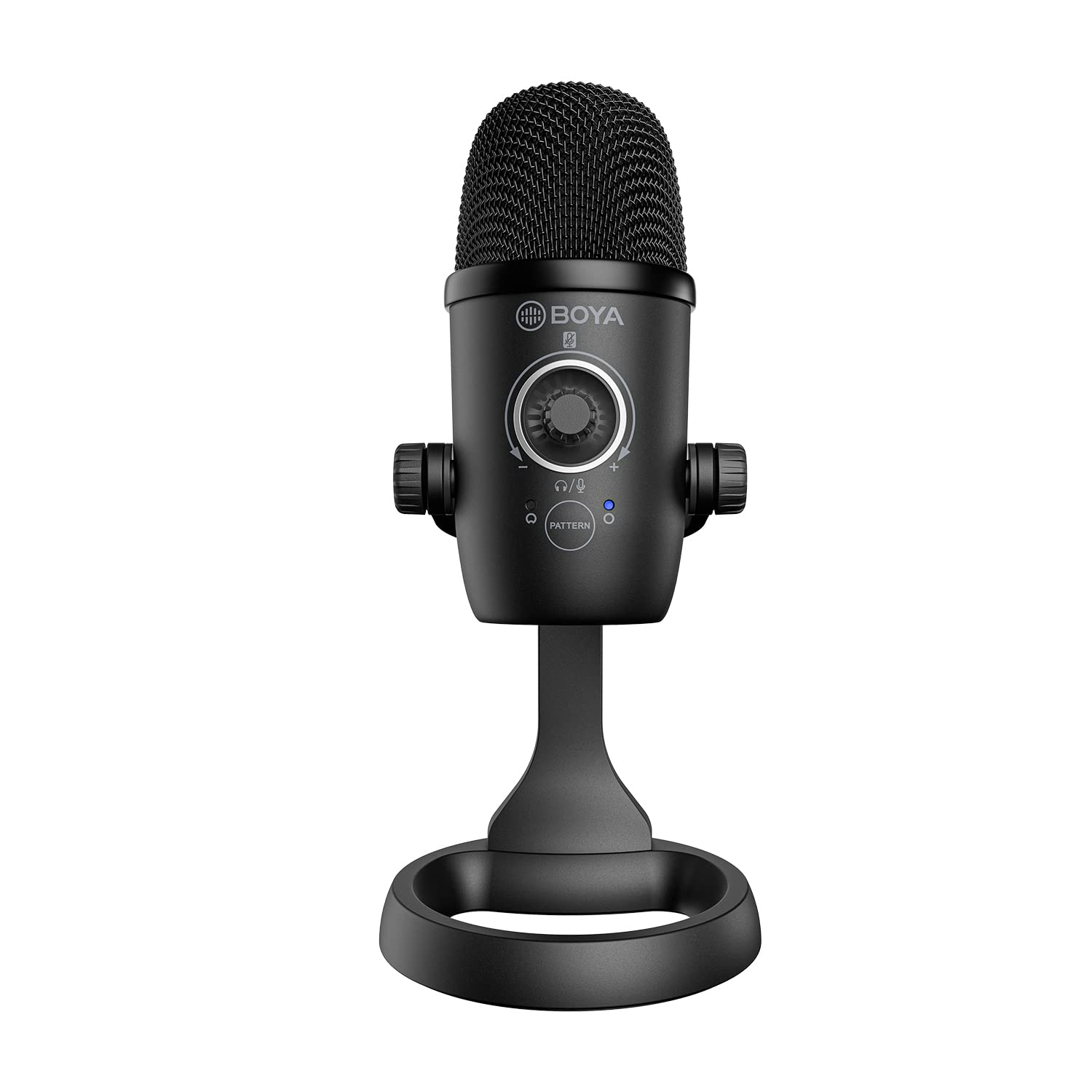 BOYA by-CM Mini USB Microphone for Gaming, Plug and Play, Cardioid Omnidirectional Polar, Monitoring, Gain and Mute Control, Condenser Streaming Mic for Studio Podcast Recording