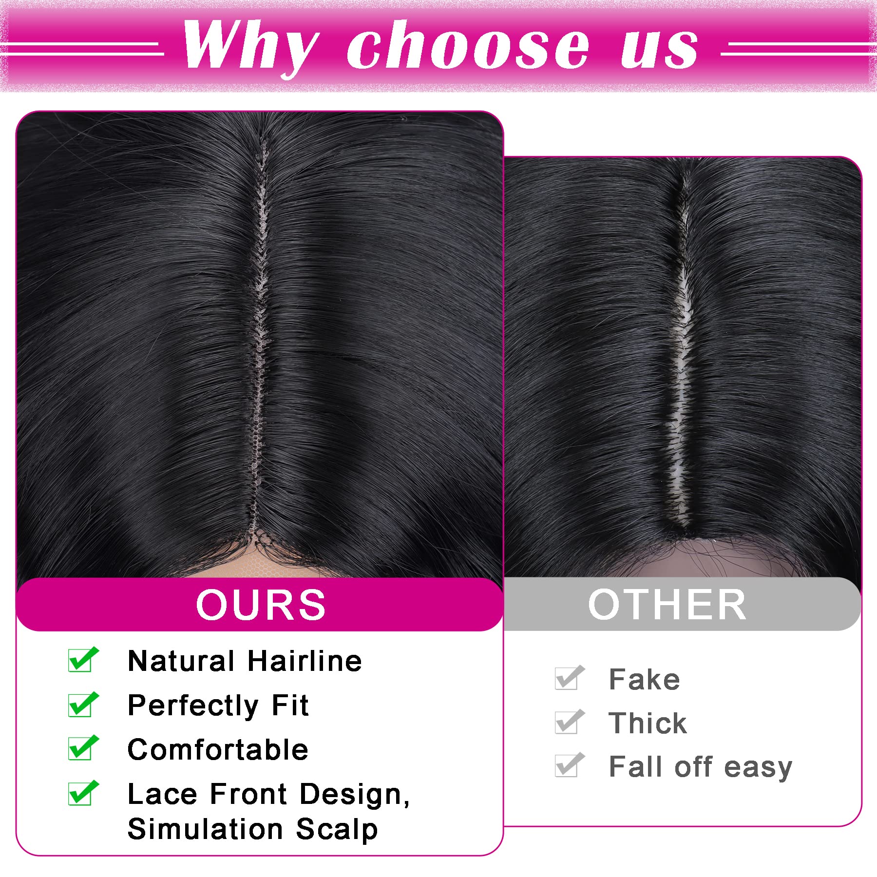 Mairead 28 Inch Long Curly Synthetic Wigs for Black Women Skunk Stripe Wig Side Part Loose Deep Wave Wig Small Lace Front Wigs Natural Looking Crimps Curls Wig