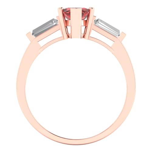 Clara Pucci 2 ct Marquise cut 3 stone Solitaire Genuine Natural Red Garnet Engagement Promise Anniversary Bridal Ring 18K Rose Gold 9