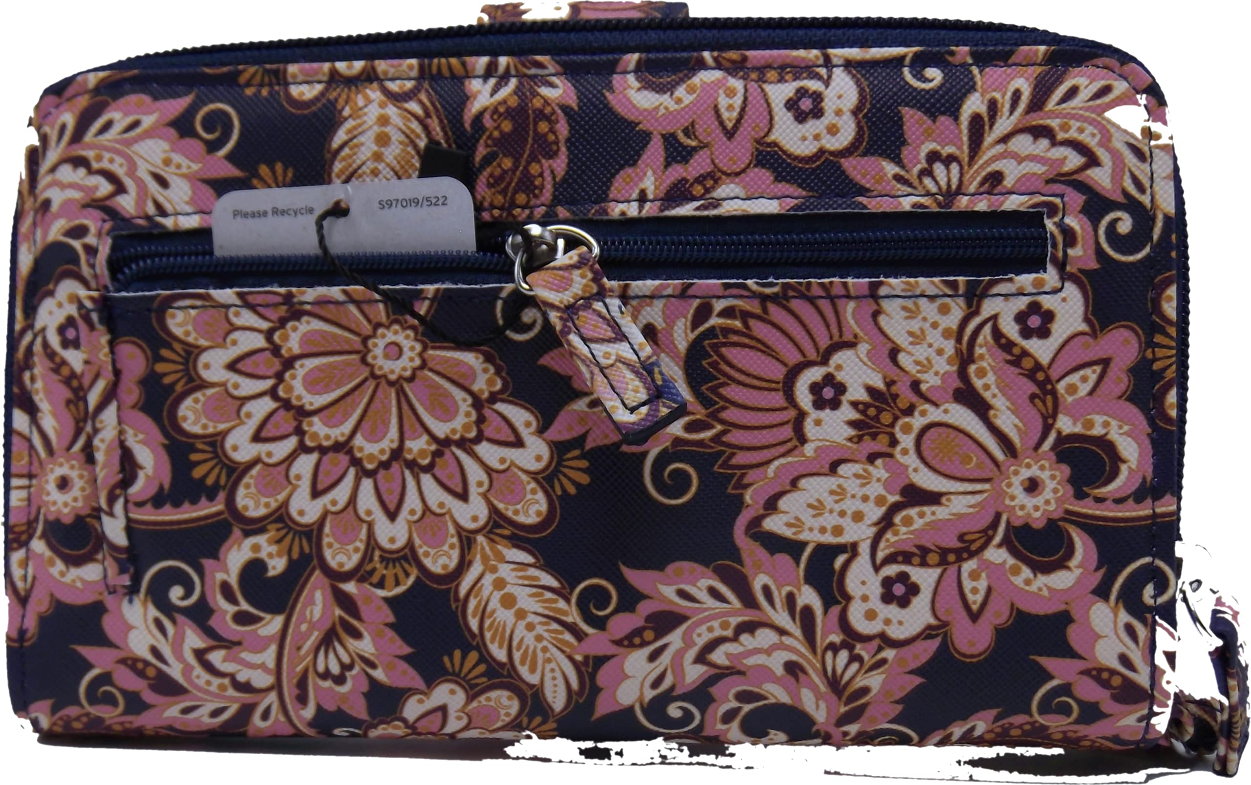 Women's Faux Leather ALL IN ONE WALLET RFID Clutch Ladies ib671x (Blue Floral)