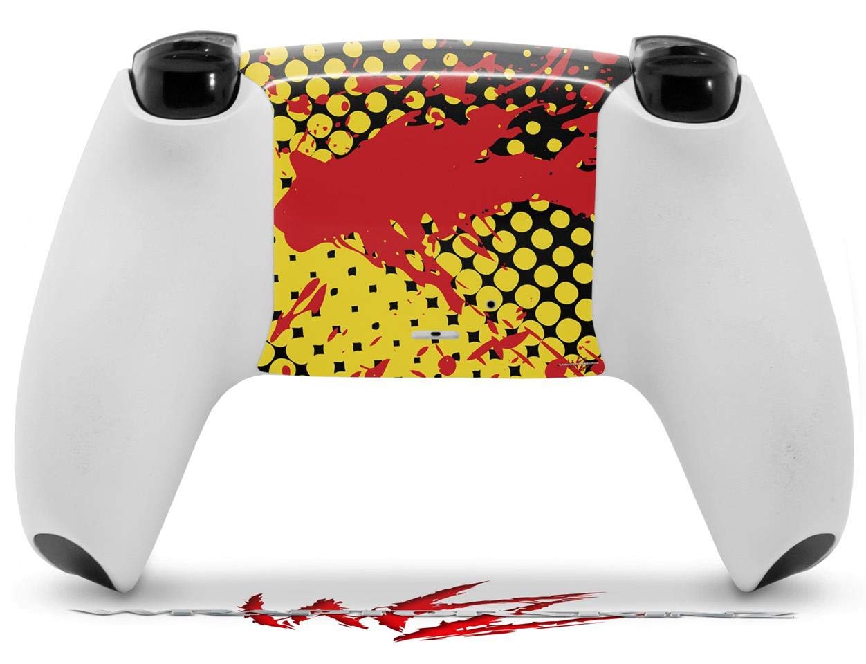 WraptorSkinz Skin Wrap compatible with Sony PS5 DualSense Controller Halftone Splatter Yellow Red (CONTROLLER NOT INCLUDED)