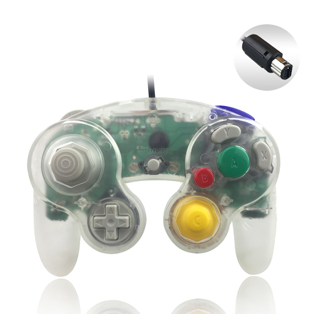 Reiso 2 Packs NGC Controllers Classic Wired Controller for Wii Gamecube (Light Orange and Green)