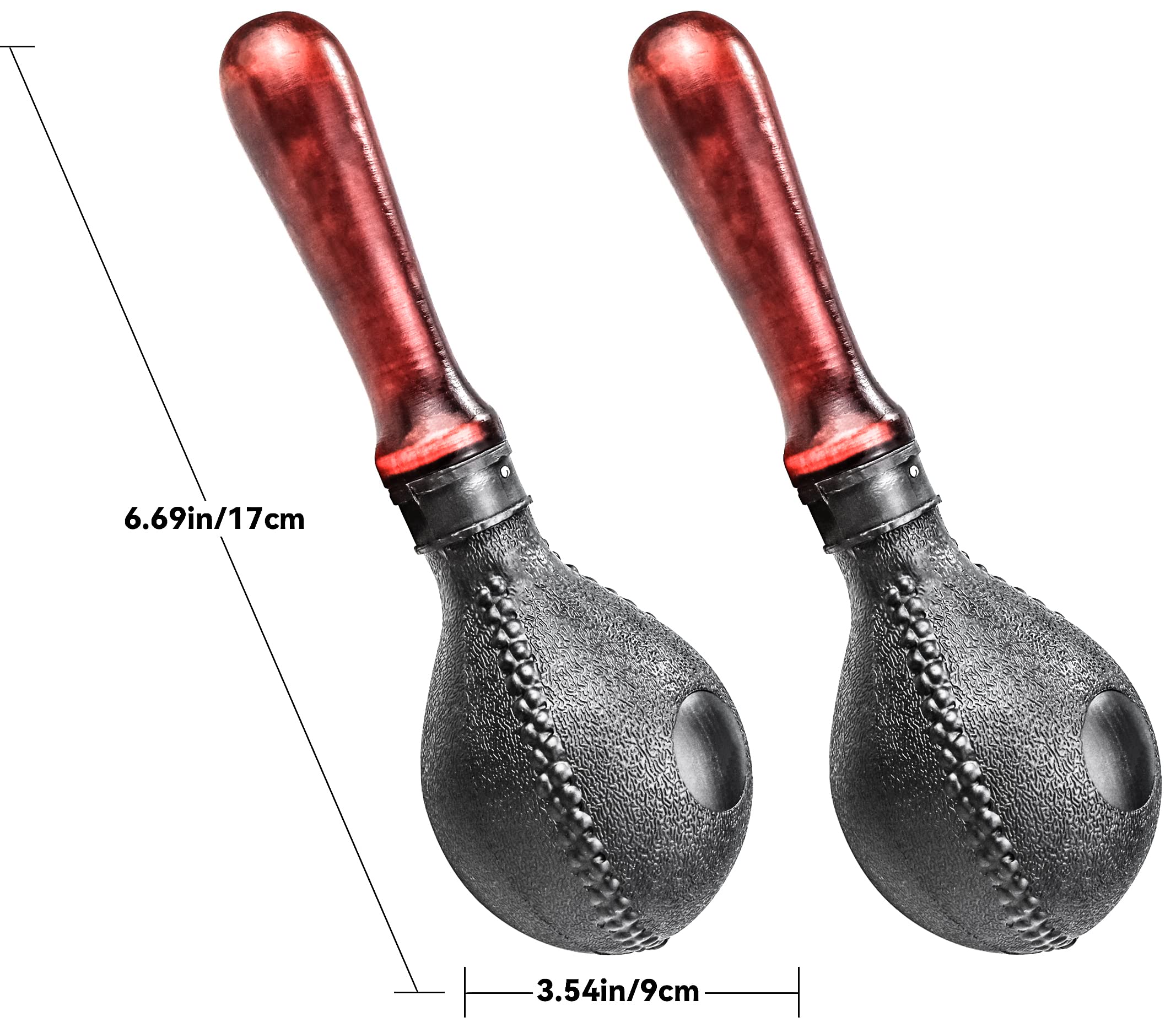Heatoe 1 Pair Black Wood Handle Maracas, Sand Hammer Percussion Instrument Shakers Rattles for Beginners and Professionals