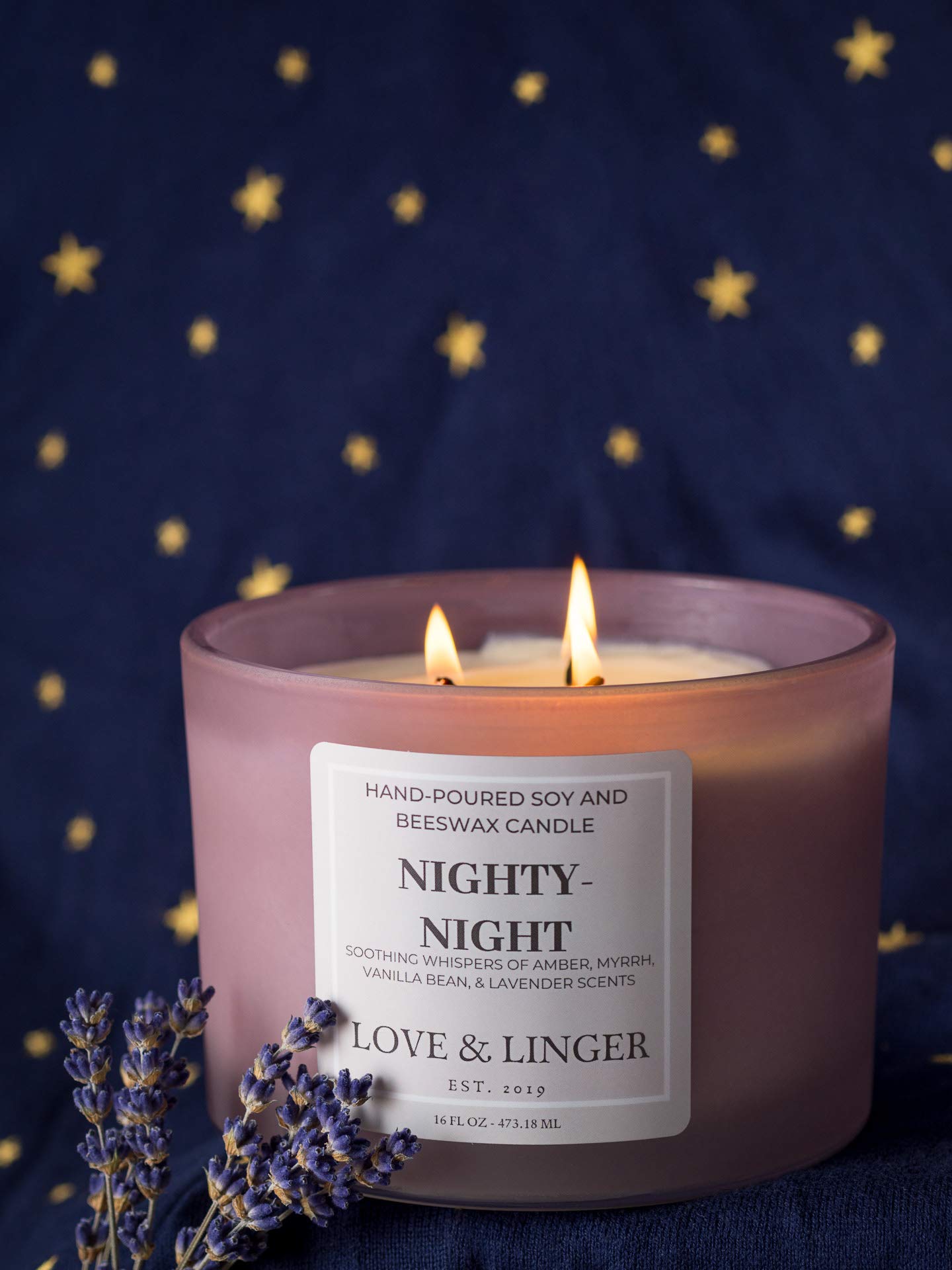 Lavender Candle | Sleep Candle | Aromatherapy Candle | Luxury Soy & Beeswax Candles for Home | 16 oz. Large Jar 3 Wick Candle | Calming Candles | Soothing Candle