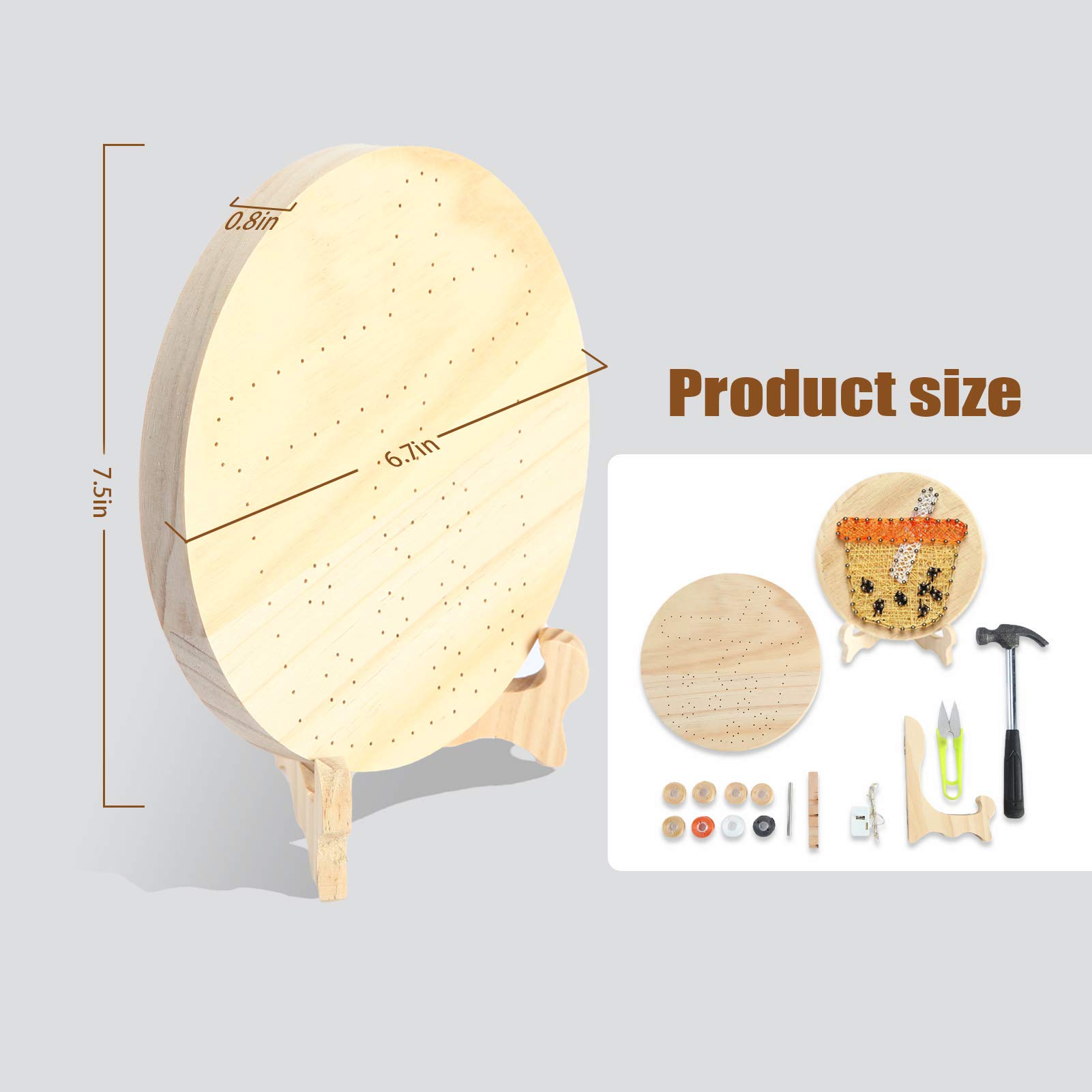 Wood Craft Kits String Art Kit DIY Bubble Boba Tea String Crafts Kit Toys for Adult Kids Creative Art Project for Boys Girls (Boba Tea kit)