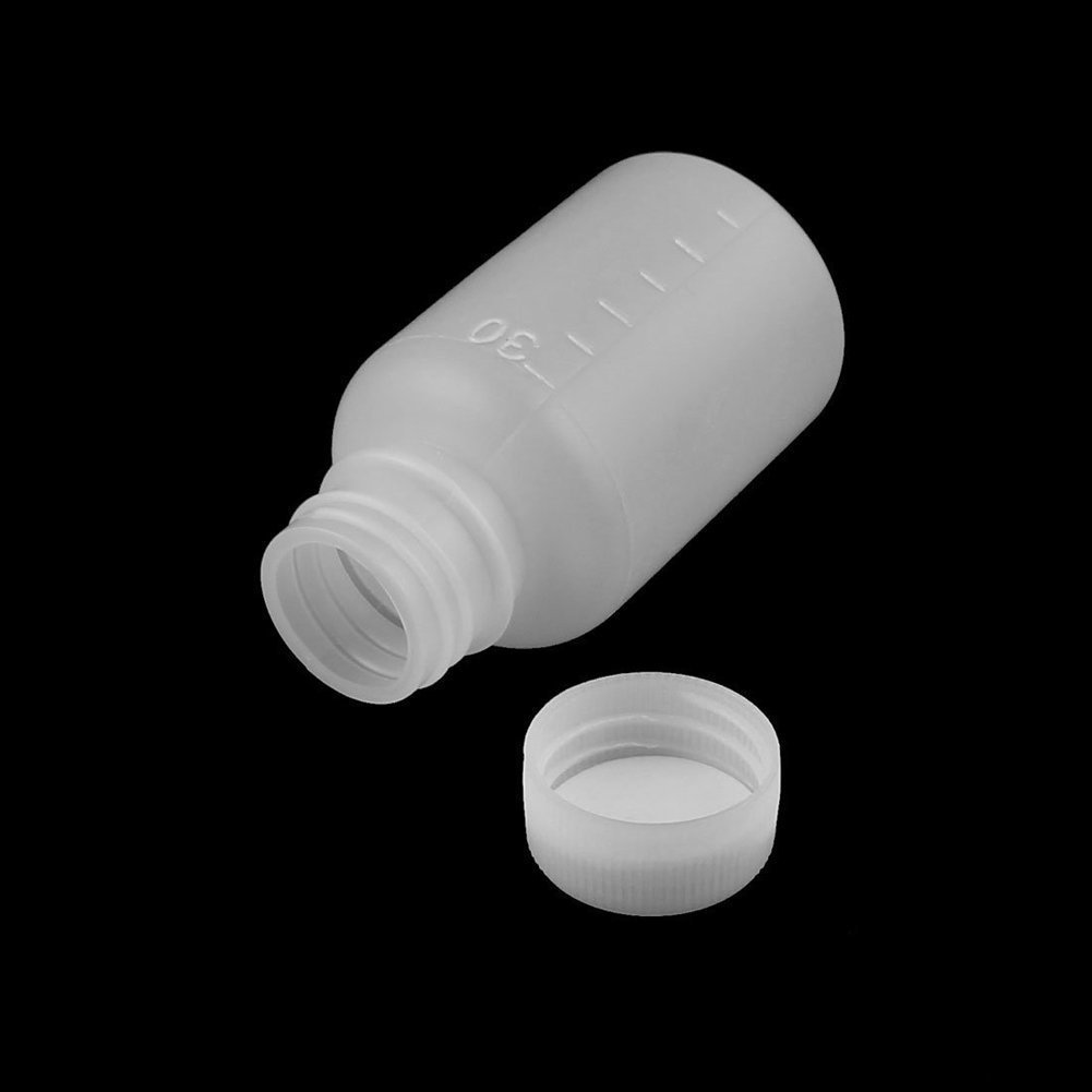GDGY 50pcs 30ml 1oz PE Plastic Empty Small Mouth Graduated Lab Chemical Container Reagent Bottle Sample Sealing Liquid Medicine Bottle (50pcs 30ml, 1)