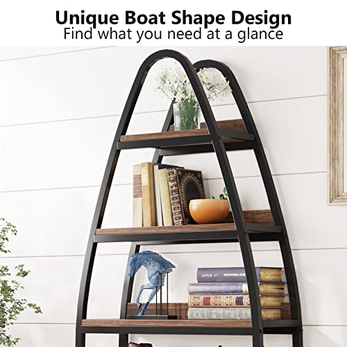 LITTLE TREE 5-Tier Open Bookshelf, 69" Tall Freestanding Book Shelf, Industrial Etagere Bookcase Display Shelf for Home Office, Living Room, Rustic Brown