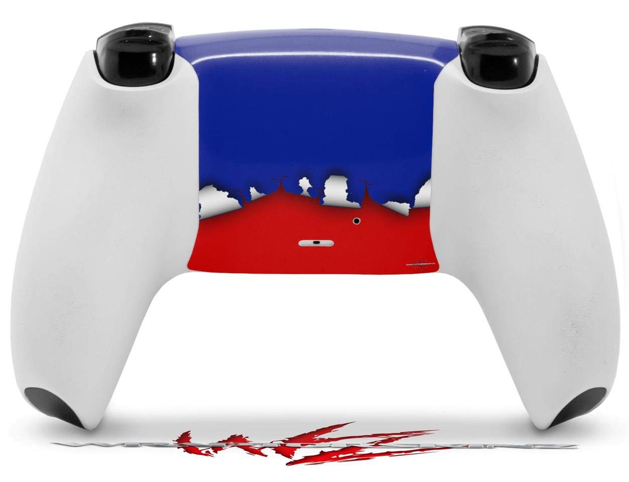 WraptorSkinz Skin Wrap compatible with Sony PS5 DualSense Controller Ripped Colors Blue Red (CONTROLLER NOT INCLUDED)