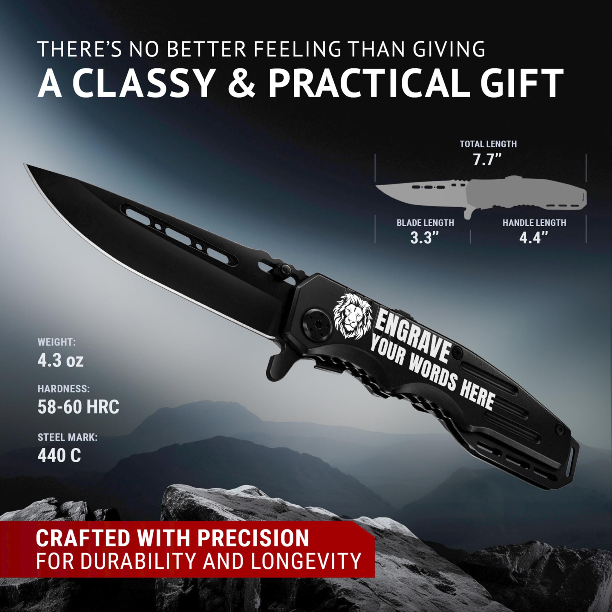 Gifts for Men - Pocket Knife - Personalized & Bulk - Customized Folding Knives - Best Gift Idea for New Year Christmas - Gift for Him Her - Secret Santa for Dad Husband Stocking Stuffers for Men Women 6681 FB