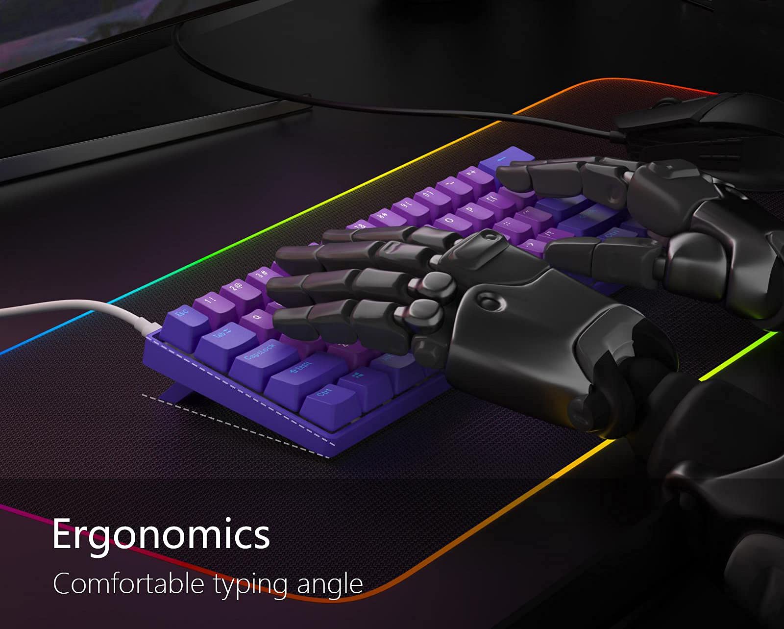 BOYI 61 Mini Mechanical Keyboard,60% Mini RGB PBT Keycap Cherry MX Switch Compact RGB Mechanical Gaming Keyboard (Purple Color,Cherry MX Silent Red Switch)