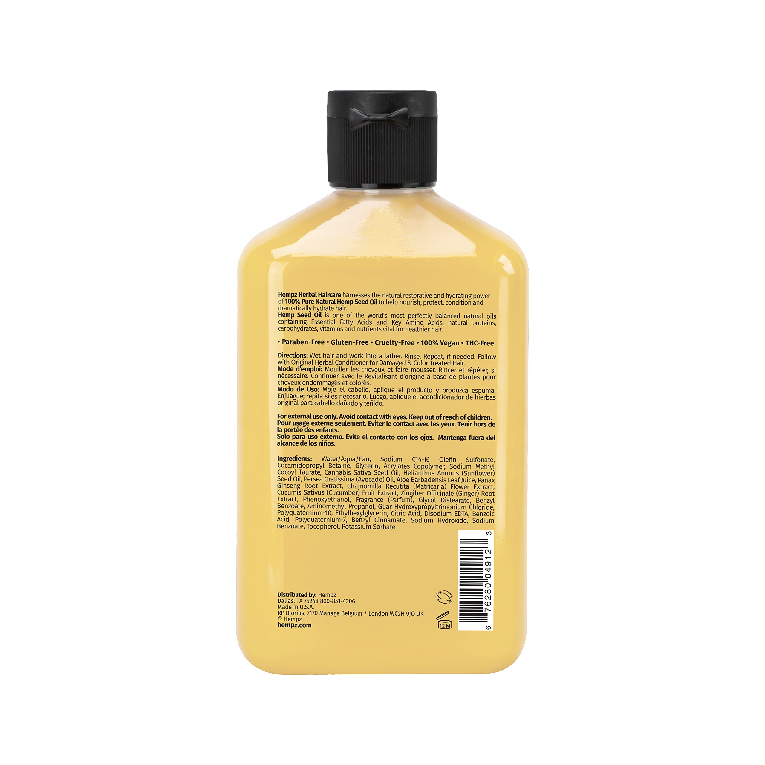 Hempz, Original Herbal Shampoo, Sweet Banana and Floral Scent, Damaged or Color Treated Hair, 8.5 oz.