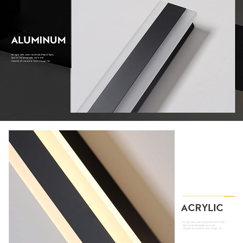 Outdoor Long Strip Modern LED Wall Lighting Fixture Lamps, Elegant Frosted White Acrylic, Black Aluminum Body IP65 Waterproof Anti Rust (Cold White, 60inch)