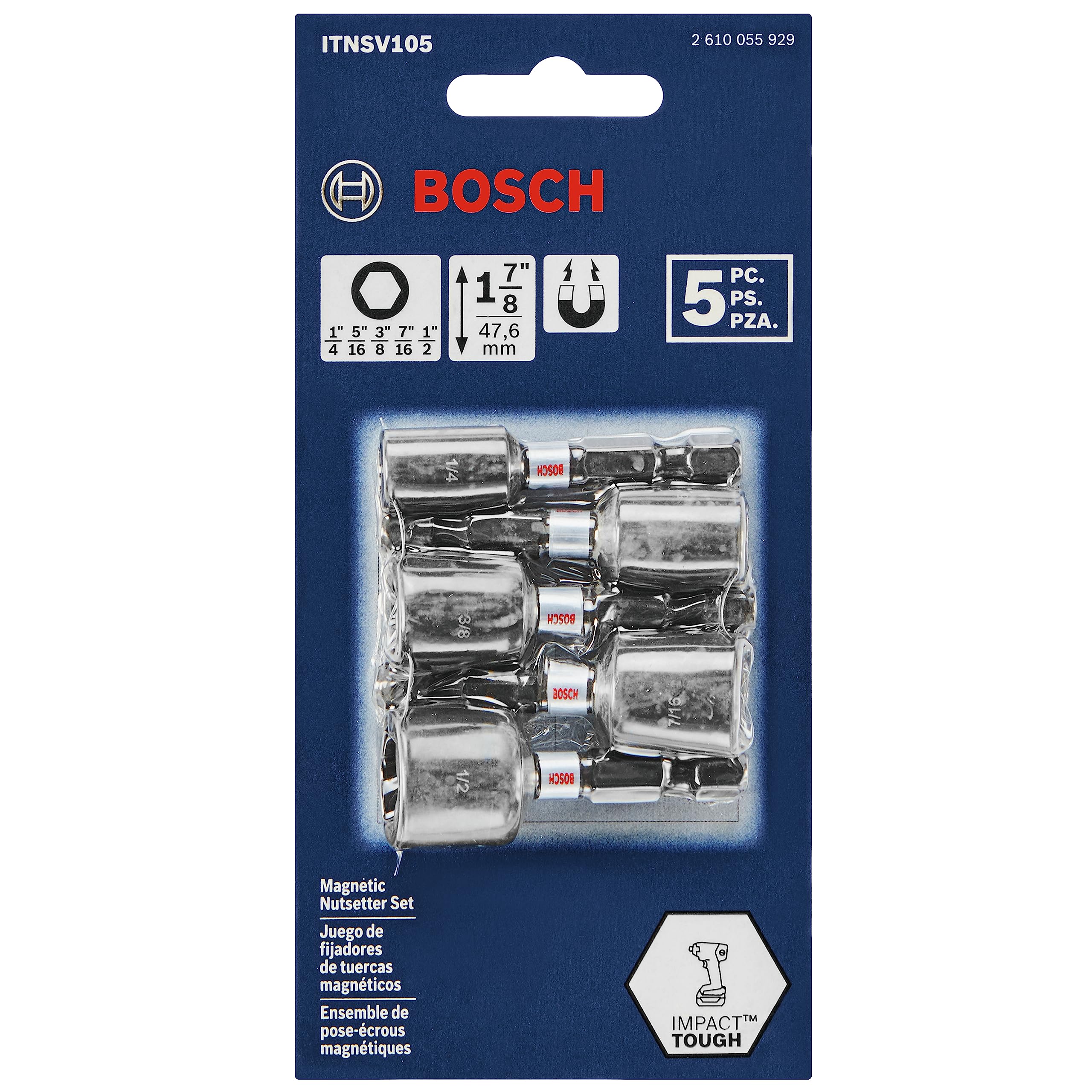 BOSCH ITNS2490 3-Piece 1-7/8 In. Impact Tough Nutsetters Assorted Set