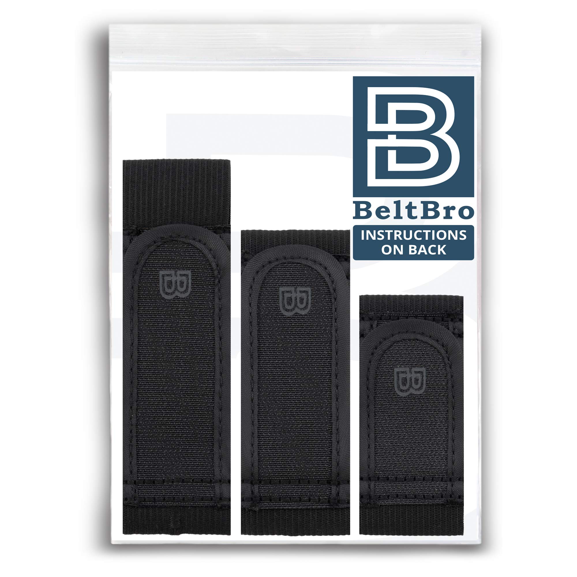 BeltBro Titan Black MultiPack No Buckle Elastic Belt For Men — Package Includes 1 Small, 1 Medium, 1 Large — Fits 1.5 Inch Belt Loops, Comfortable and Easy To Use