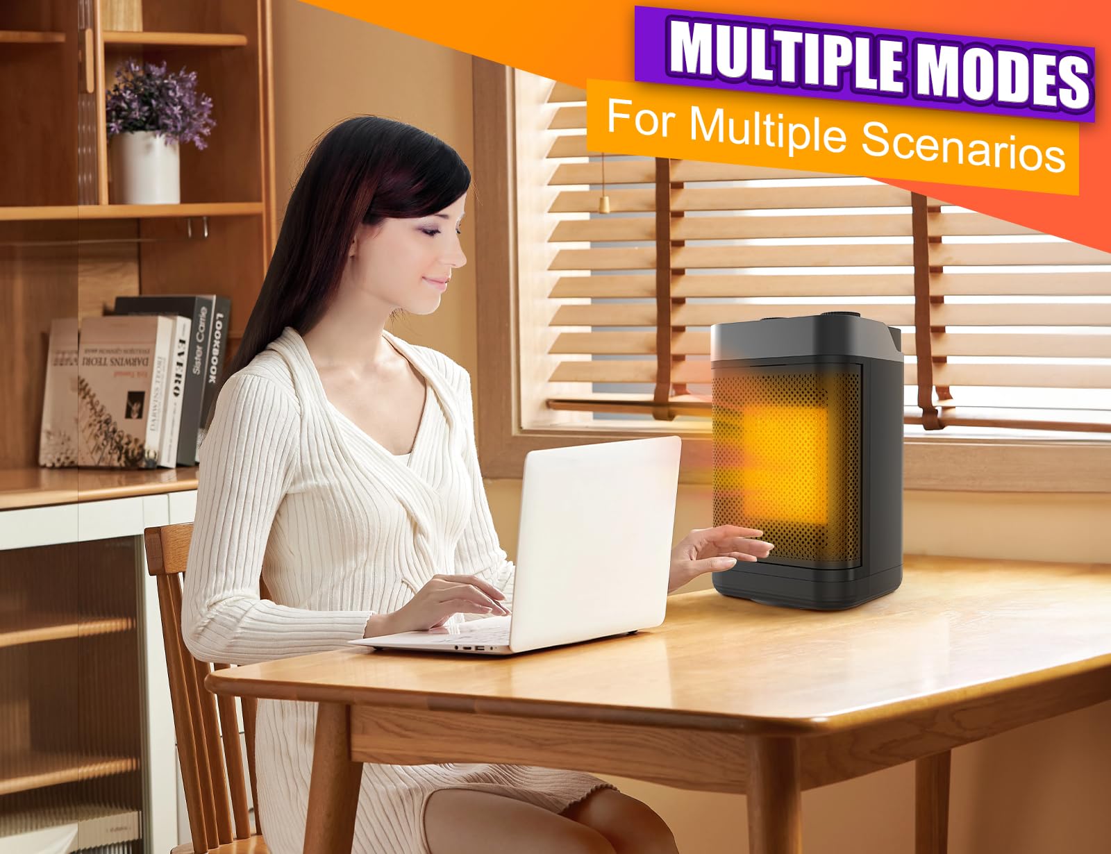 Electric Space Heater Large Room for Office Indoor, Mini Portable Personal Fast Heating Ceramic Space Heater with 90° Oscillating&Overheat Protection