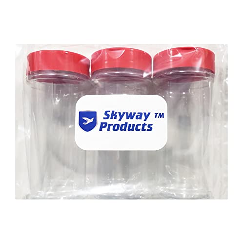 Skyway Supreme 12 OZ Clear Plastic Spice Bottles Seasoning Containers Jars - Set of 3 - Flap Cap with Pour and Sifter Spice Shaker - Durable Refillable Perfect For Herbs Spices and Rubs - BPA Free