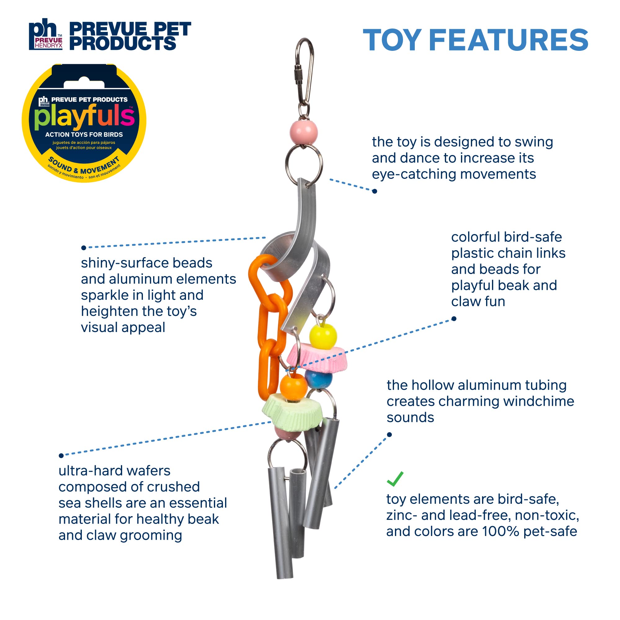 Prevue Pet Products Sound & Movement Chime Time Cyclone Bird Toy 62161