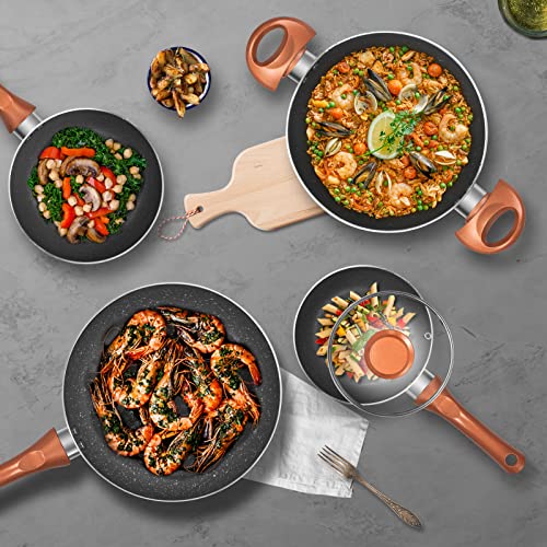 Kitchenware Pots & Pans Basic Kitchen Cookware Set (6-Piece), Nonstick Pots and Pans Set Non-Stick Coating,Multi-function Cookware Set Induction Bottom,Saucepan, Stock Pot, Frying Pan, Rose Gold