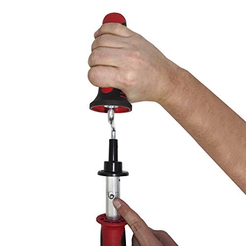DrainX 6 Foot Toilet Auger | Manual or Drill Powered Closet Auger with Drop Head for T-Junction Pipes, Plastic Angled Guard for Porcelain Protection, Telescopic for Greater Reach
