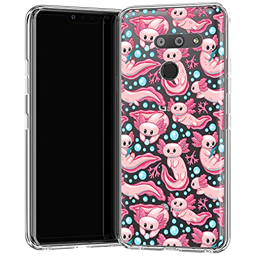Slim TPU Phone Case Compatible with LG Velvet V60 V50 ThinQ 5G V40 V35 V30 Plus G7 G6 Ocean Axolotl Cute Soft Salamander Lightweight Lizard Clear Flexible Pink Silicone Sea Shockproof Cover