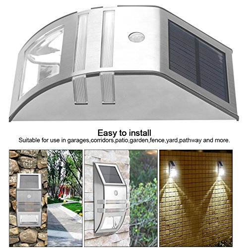 Solar Power LED PIR Motion Sensor Solar Powered Lights, Outdoor Waterproof Path Wall Lamp Home Garden Security Lamps for Driveway, Yard, Garden, Patio