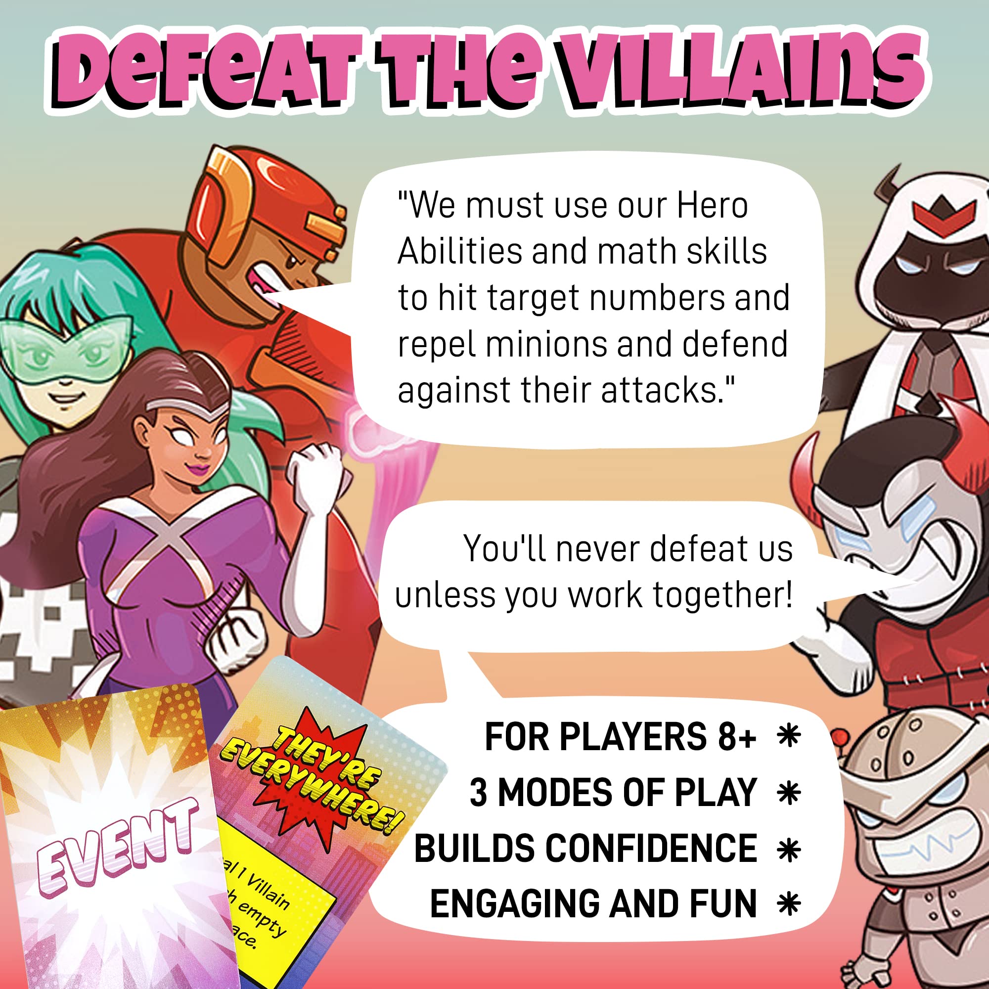 Outnumbered: Improbable Heroes Board Game - A Mensa Award Winning Superhero Math Game | Fun & Educational Game for Kids, Adults, and Families | STEM Game to Learn Multiplication & Division