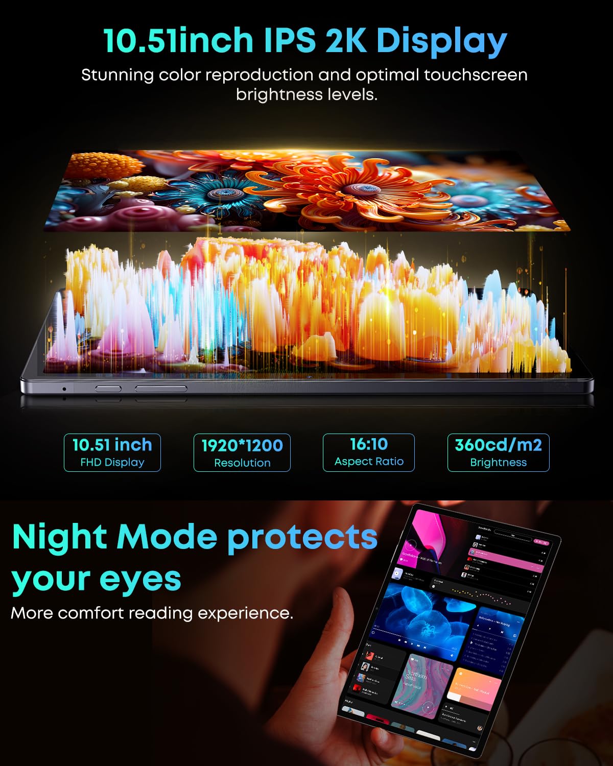 CHUWI Hipad Plus Android 10 Tablet PC, 1080P Display, 8GB 128GB, 13MP+8MP Dual Camera