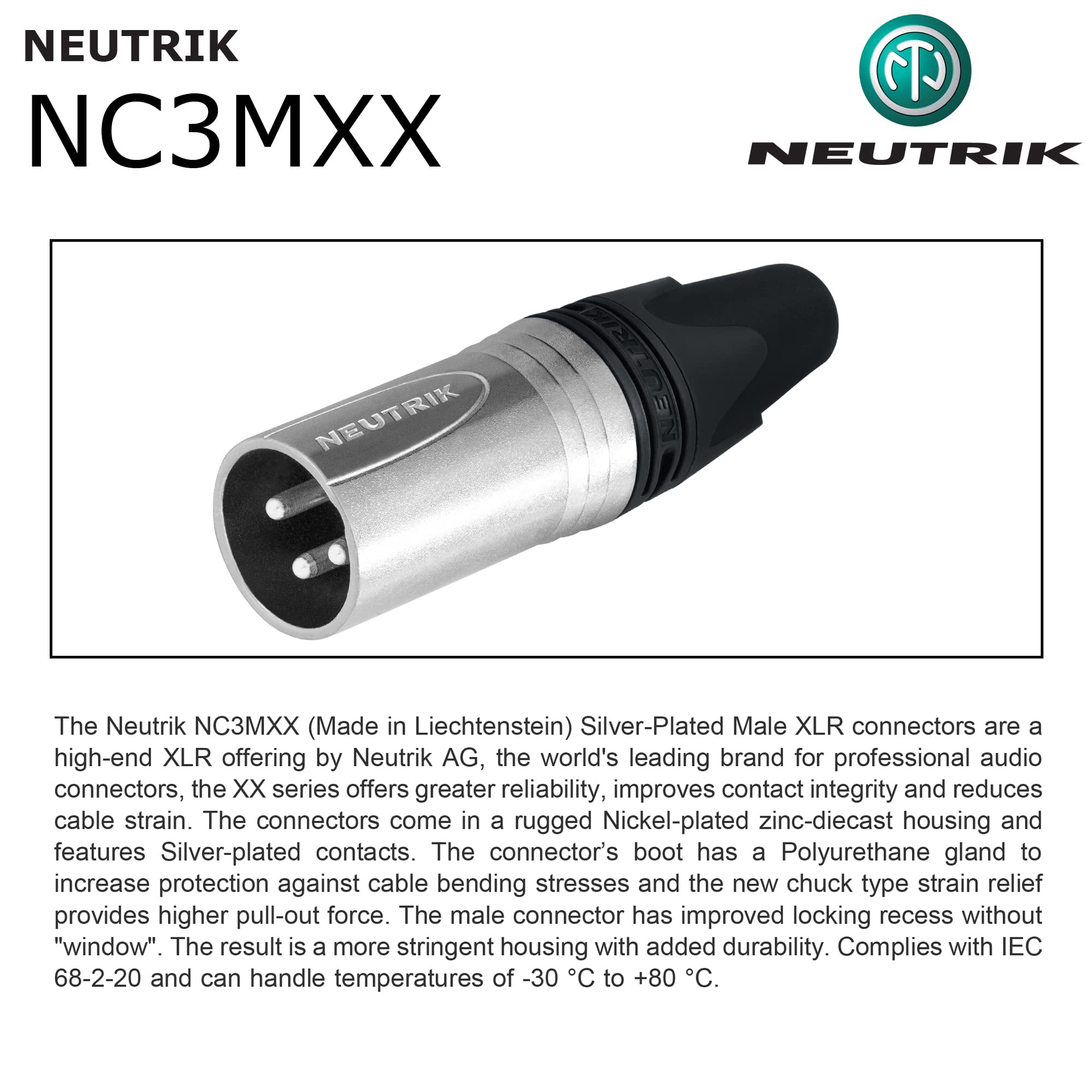 WORLDS BEST CABLES 2 Units - 1 Foot β Quad Balanced Microphone Cable Custom Made Using Canare L-4E6S Wire and Neutrik Silver NC3MXX Male & NC3FXX Female XLR Plugs