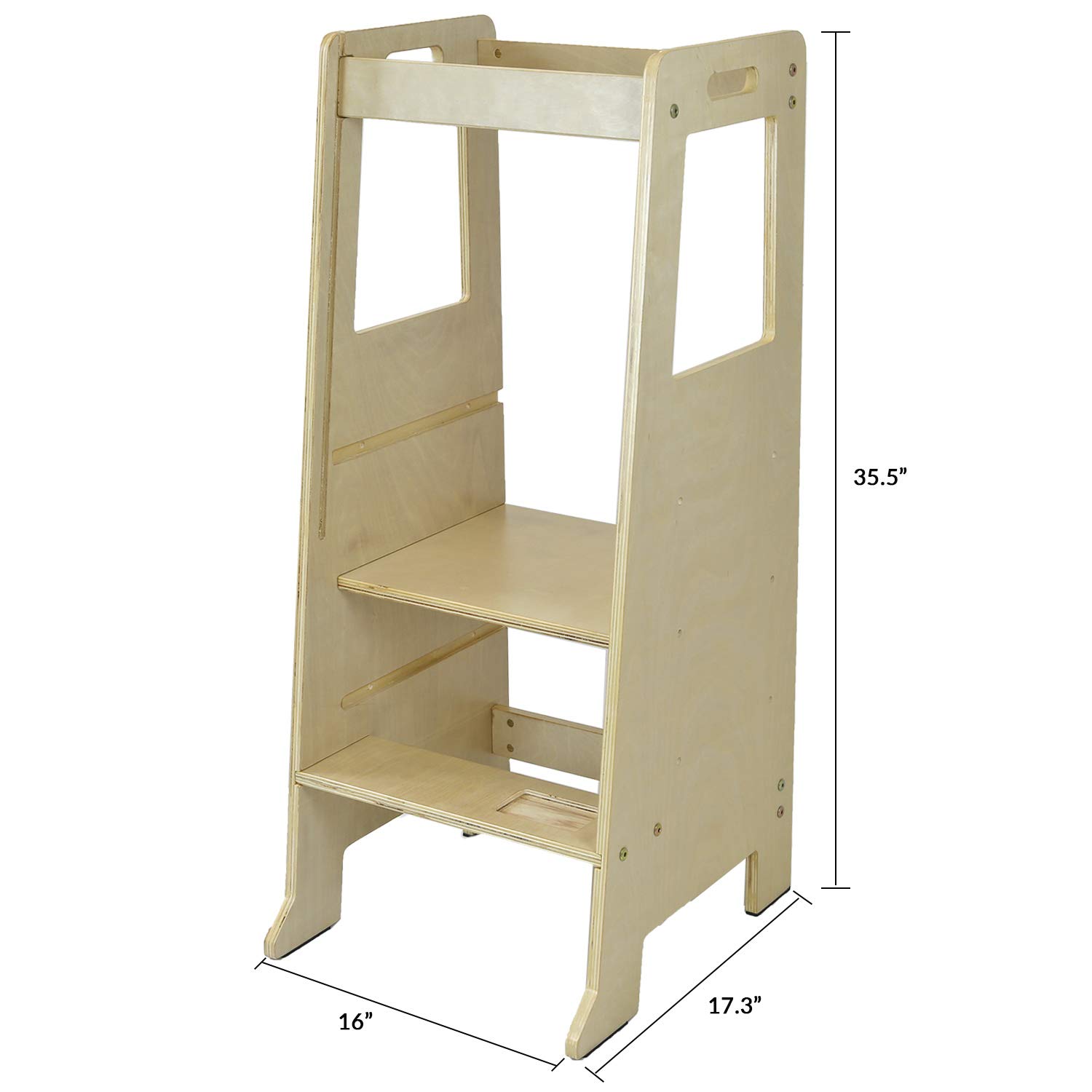 Height Adjustable Kids Kitchen Step Stool with Black and White Activity Board Learning Stool for Toddler Chef Helper Standing Tower