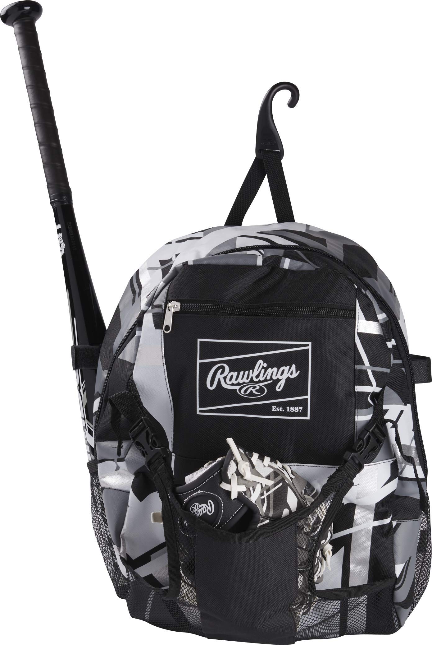 Rawlings Remix Series Youth 9" Tball Glove (Right Hand Throw), 24" Tball Bat & Tball Backpack Bag Set (Black/White/Silver)
