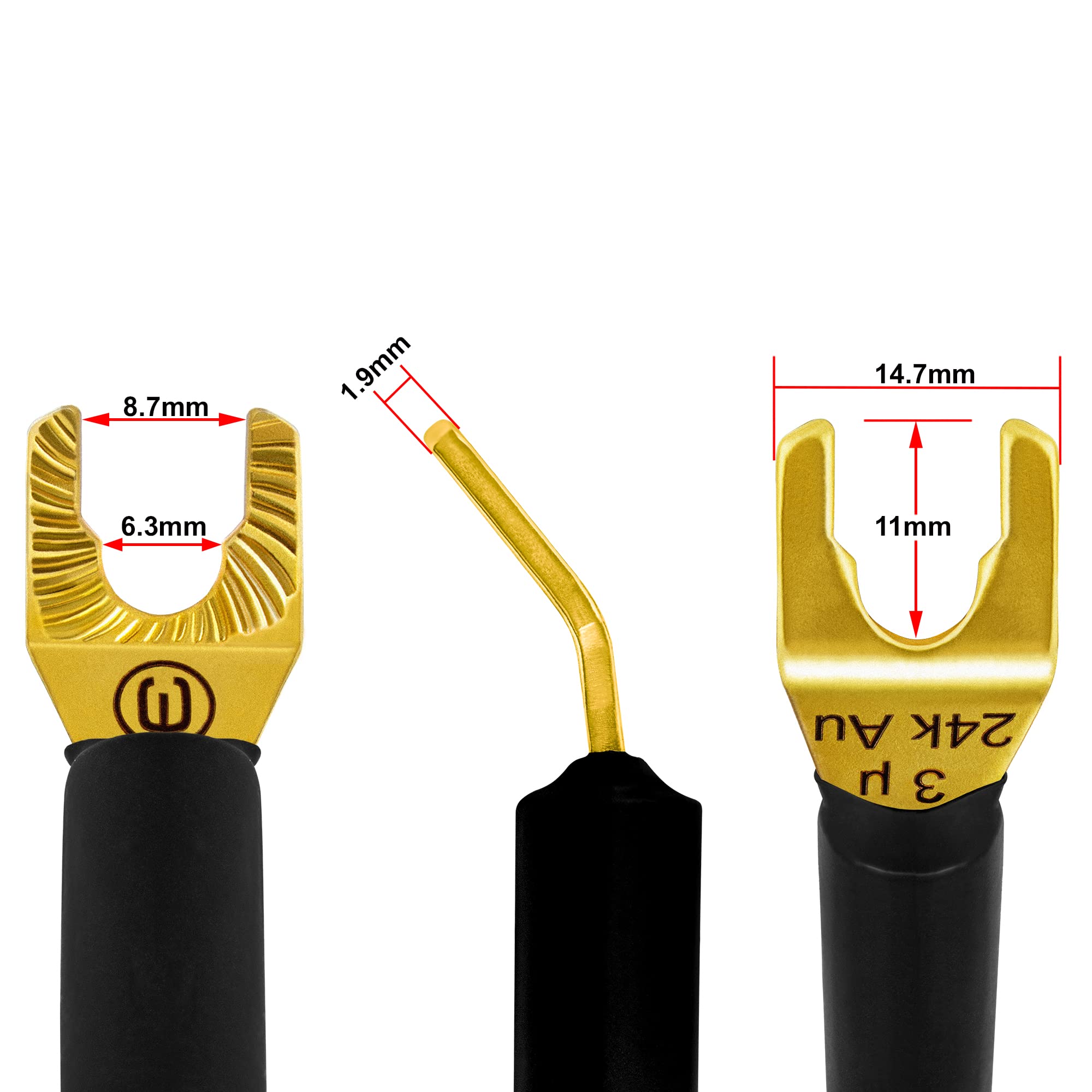 WORLDS BEST CABLES 12 Foot - Coaxial Audiophile Speaker Cable Pair Custom Made Using Mogami 3082 Wire & Eminence Gold Plated Banana & Spade Plugs