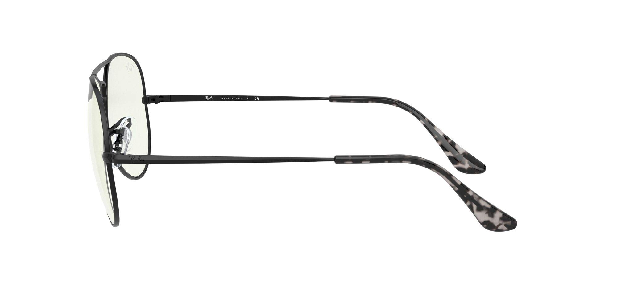 Ray-Ban Rb3689 Aviator Metal II Glasses, Black/Clear Blue Light Filtering, 58 mm