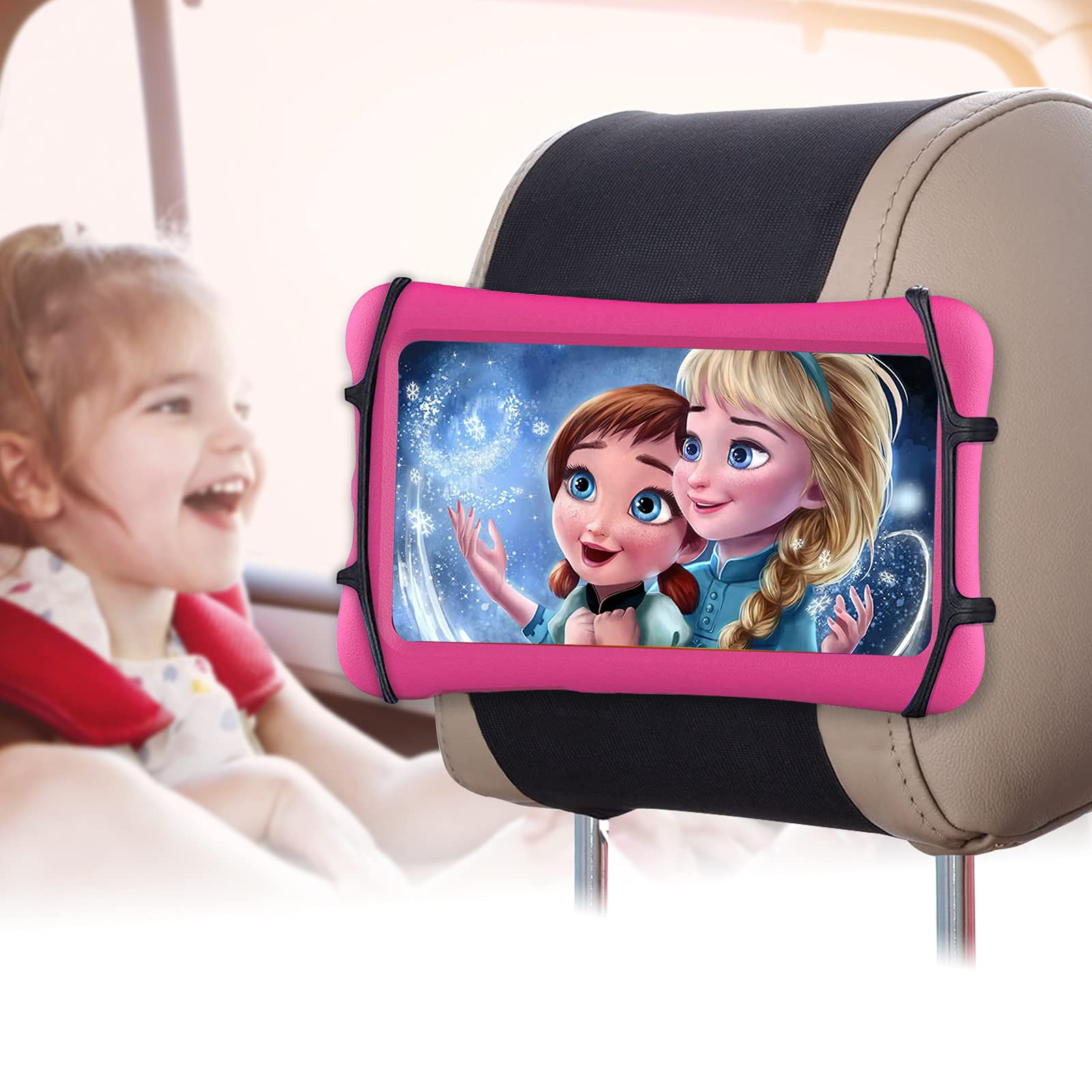 Car Headrest Tablet Holder, Tablet Holder for Car Back Seat with 360° Rotation, Compatible with 7-10.5 inches Tablet, iPad, Nintendo Switch