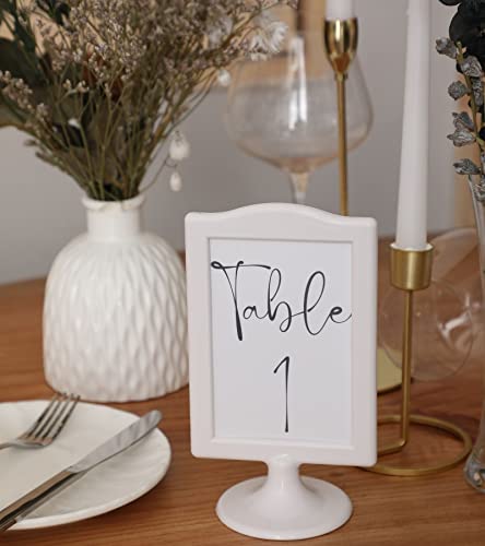 Litpoetic Double Sided Standing Picture Frames, 4x6 Picture Frame Bulk, Two Sided Plastic White Picture Holder Stand for Table Numbers, Wedding,Display (White, 20 Pack)