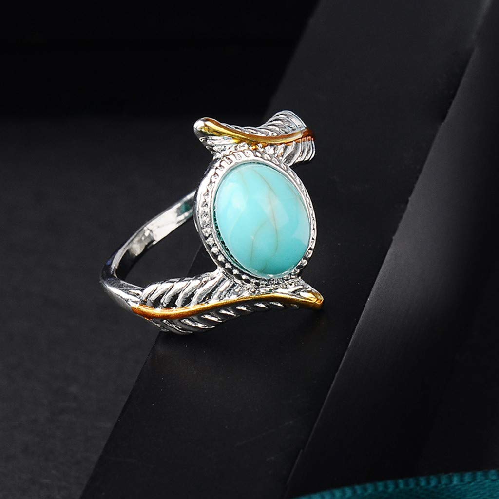 Rings for Women Luxury Creative Turquoise Feather Enamel Ring Women's Jewelrya Good Gift for a Girlfriend, Boyfriend, Family