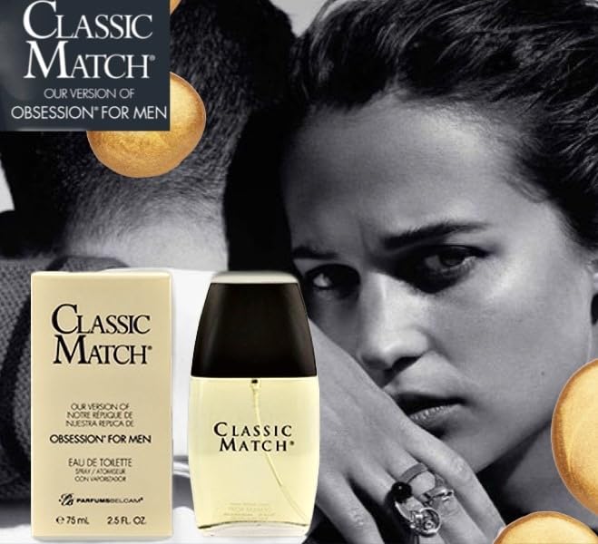 Parfums Belcam Classic Match for Men, Inspired by Designer Eau de Toilette Spray, 2.5 Fl Oz