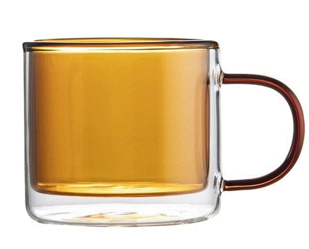Colored Transparent Coffee Mug Heat-Resistant Colored Double Wall Insulated Glass Cup (Copper)