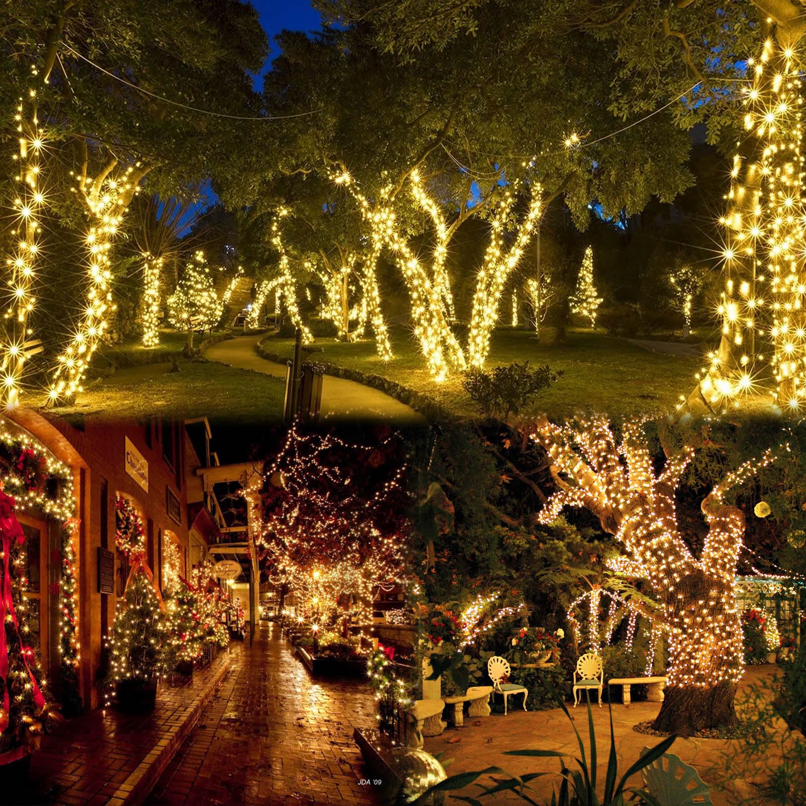 OZS 2 Pack 144FT 400LED Solar String Lights Outdoor, Waterproof 8 Modes Solar Outdoor Tree Lights,Green Wire Solar Lights Outdoor for Garden, Patio, Party, Wedding, Christmas Decorations (Warm White)
