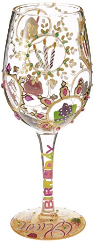 Designs by Lolita “Queen For a Day” Hand-painted Artisan Wine Glass, 15 oz.