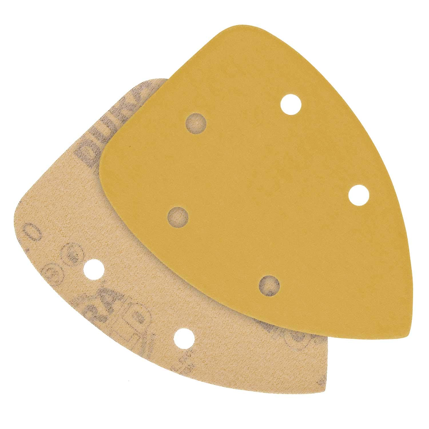 Dura-Gold Premium Mouse Detail Sander Sandpaper, 48 Assorted Grit Sanding Sheets - 60, 80, 120, 220, 320, 400-5 Hole Pattern Hook & Loop Triangle Mouse Discs - Woodworking Wood Crafting, Auto Paint