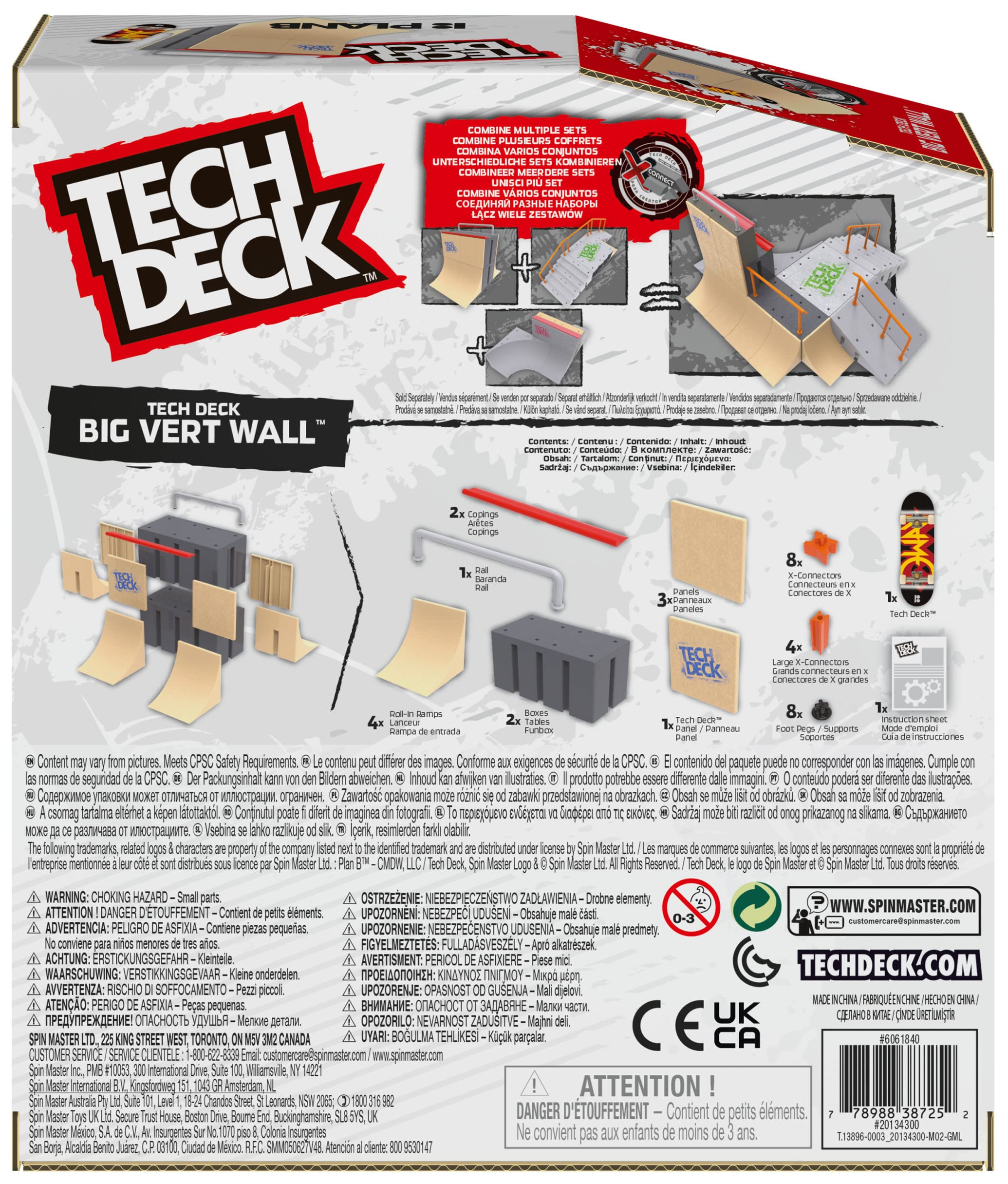 Tech Deck, Big Vert Wall X-Connect Park Creator, Customizable and Buildable Ramp Set with Exclusive Fingerboard, Kids Toy for Boys and Girls Ages 6 and up