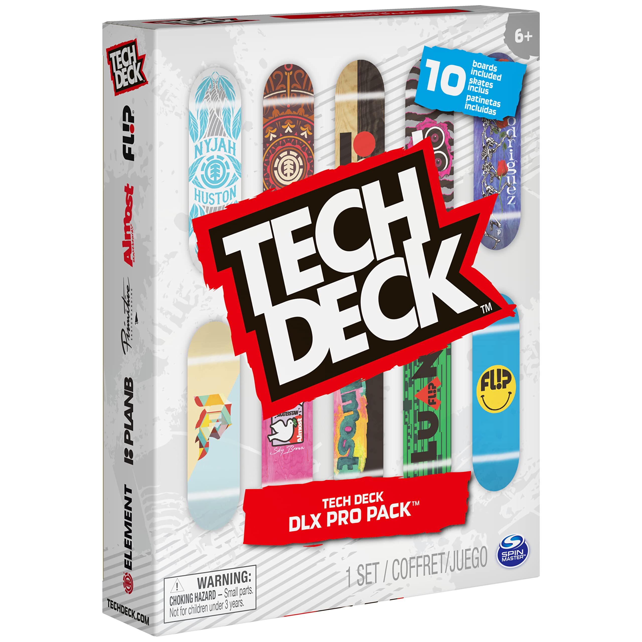 Tech Deck, DLX Pro 10-Pack of Collectible Fingerboards, for Skate Lovers, Kids Toy for Ages 6 and up