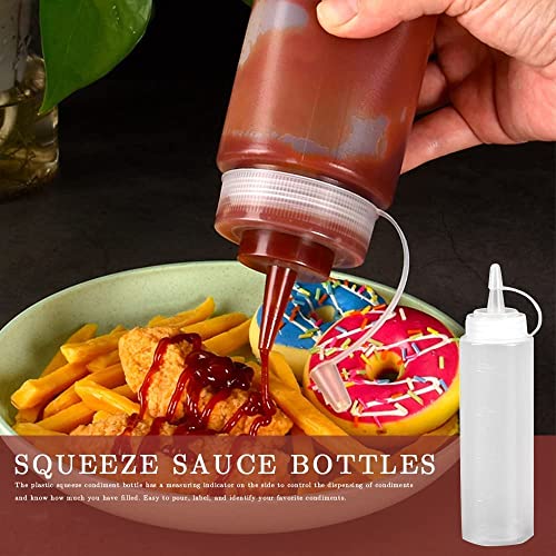LNJBABAO 2 Pcs 8oz Plastic Squeeze Condiment Bottles Sauce Bottles 8oz Seasoning Dispensers 250ml Squeeze Condiment Bottles for Condiments Ketchup Syrup BBQ Sauce Mustard Salad Dressing