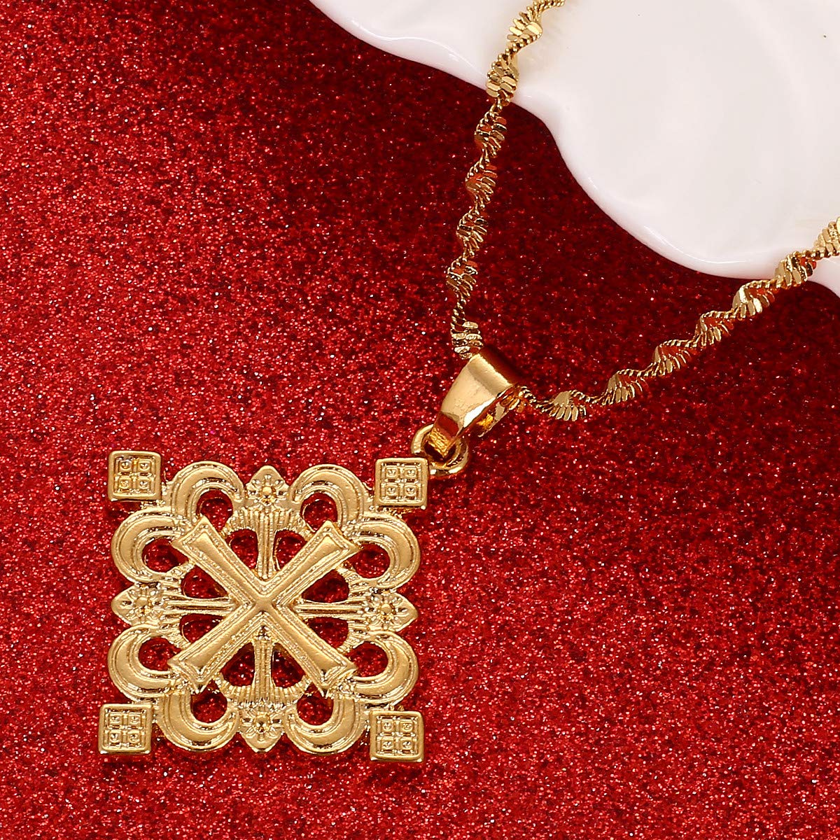 BR Gold Jewelry Ethiopian Big Cross Pendant Necklaces for Women Men Ethiopian Chain Eritrea