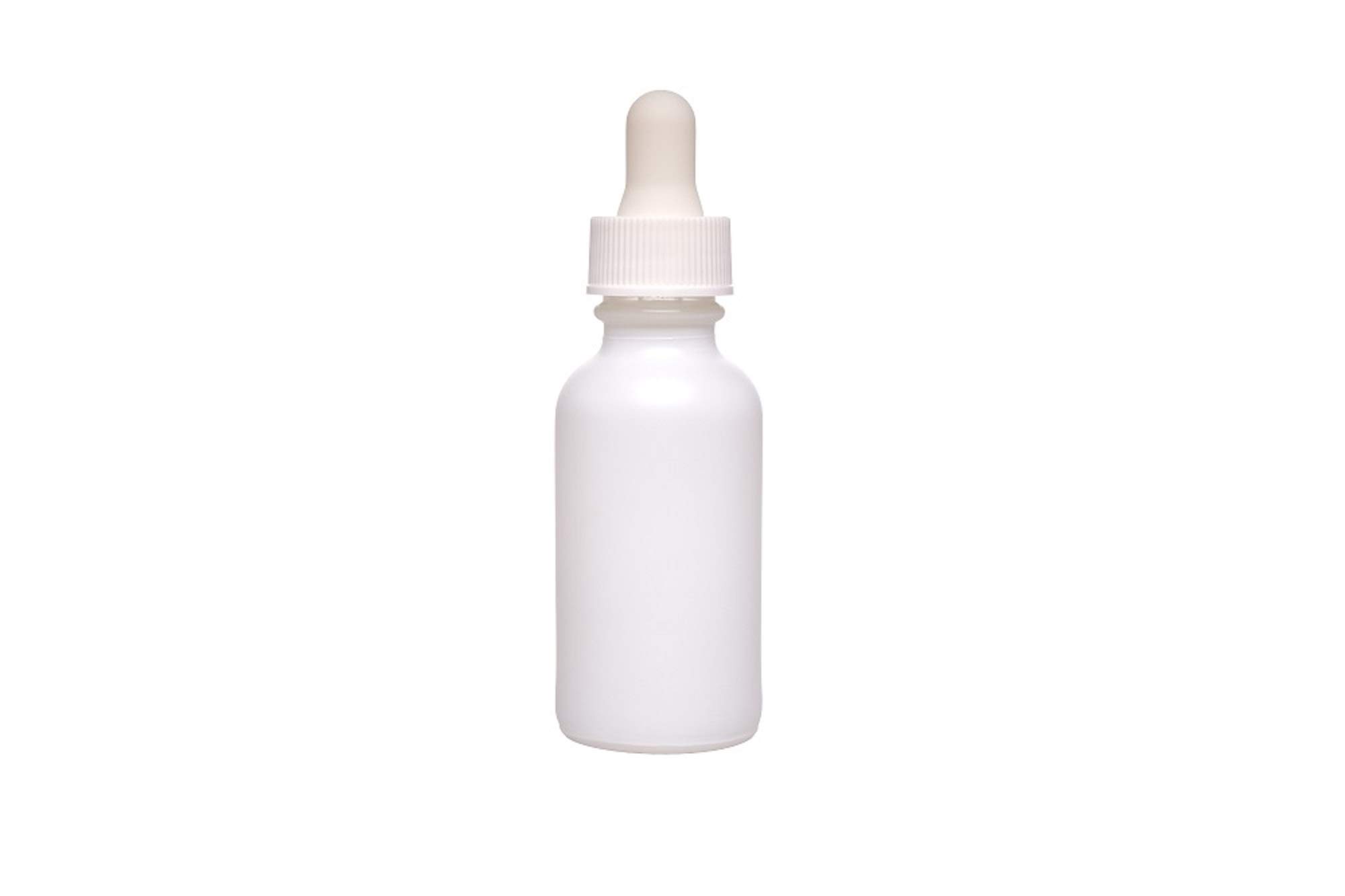 Focus Nutrition 12 Pack White Coated Boston Round Essential Oils Aromatherapy Glass Bottles Jar With White dropper cap, 1oz
