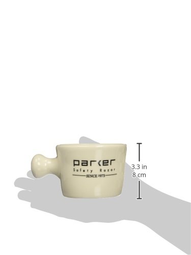 Parker Deluxe Stoneware Apothecary Shaving Mug – for use with up to 3” Shave Soaps and Lathering Shave Creams – Handmade in The USA (Ivory)