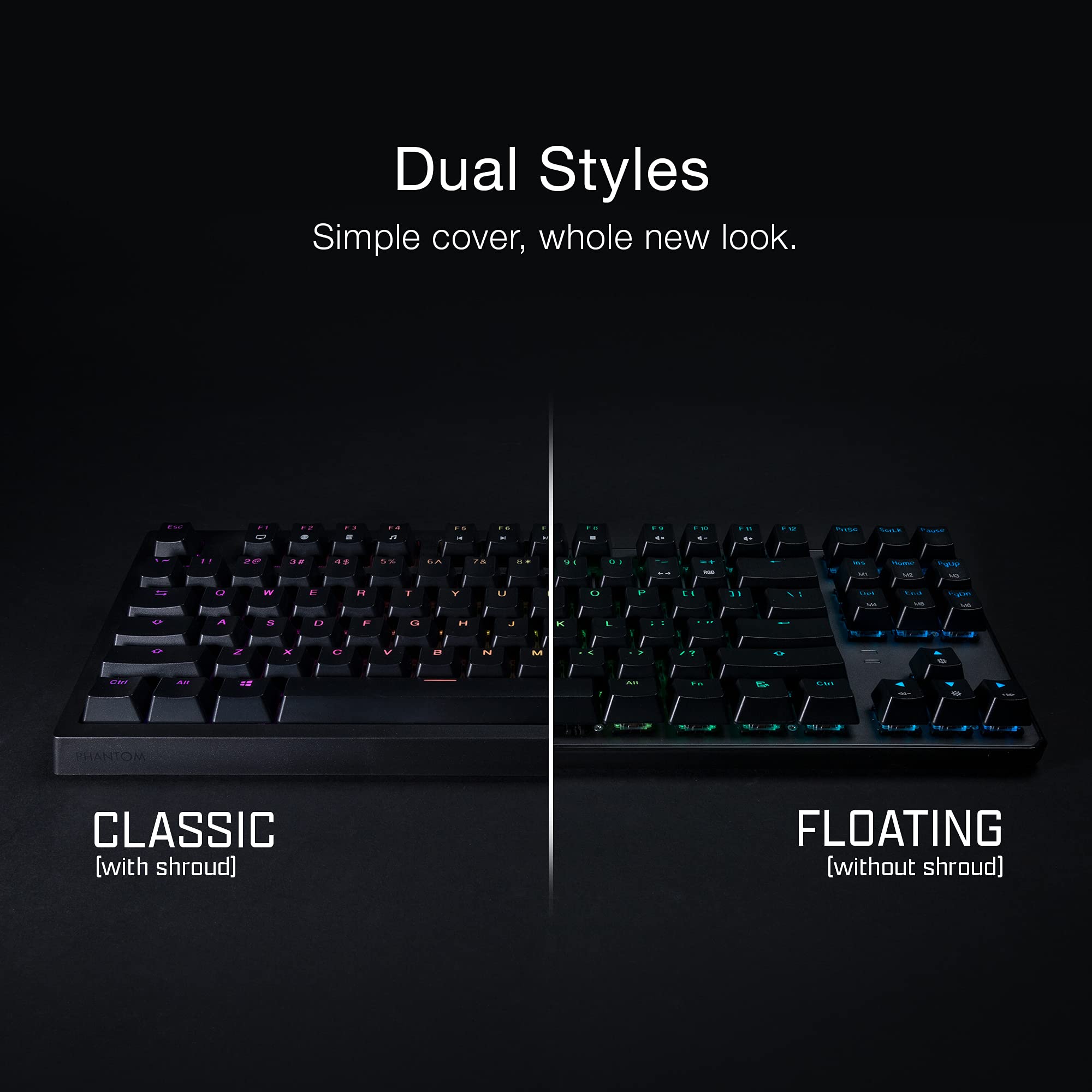 Tecware Phantom Shroud Classic Magnetic Keyboard Cover, for Phantom 87 and 104 Mechanical Keyboards (104 Keys Black)