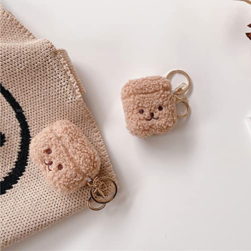 Cute AirPod Pro Case Cartoon Fur Fluffy Bear Design with Keychain Lovely Plush Cover Compatible with AirPods Pro Case for Women and Kids