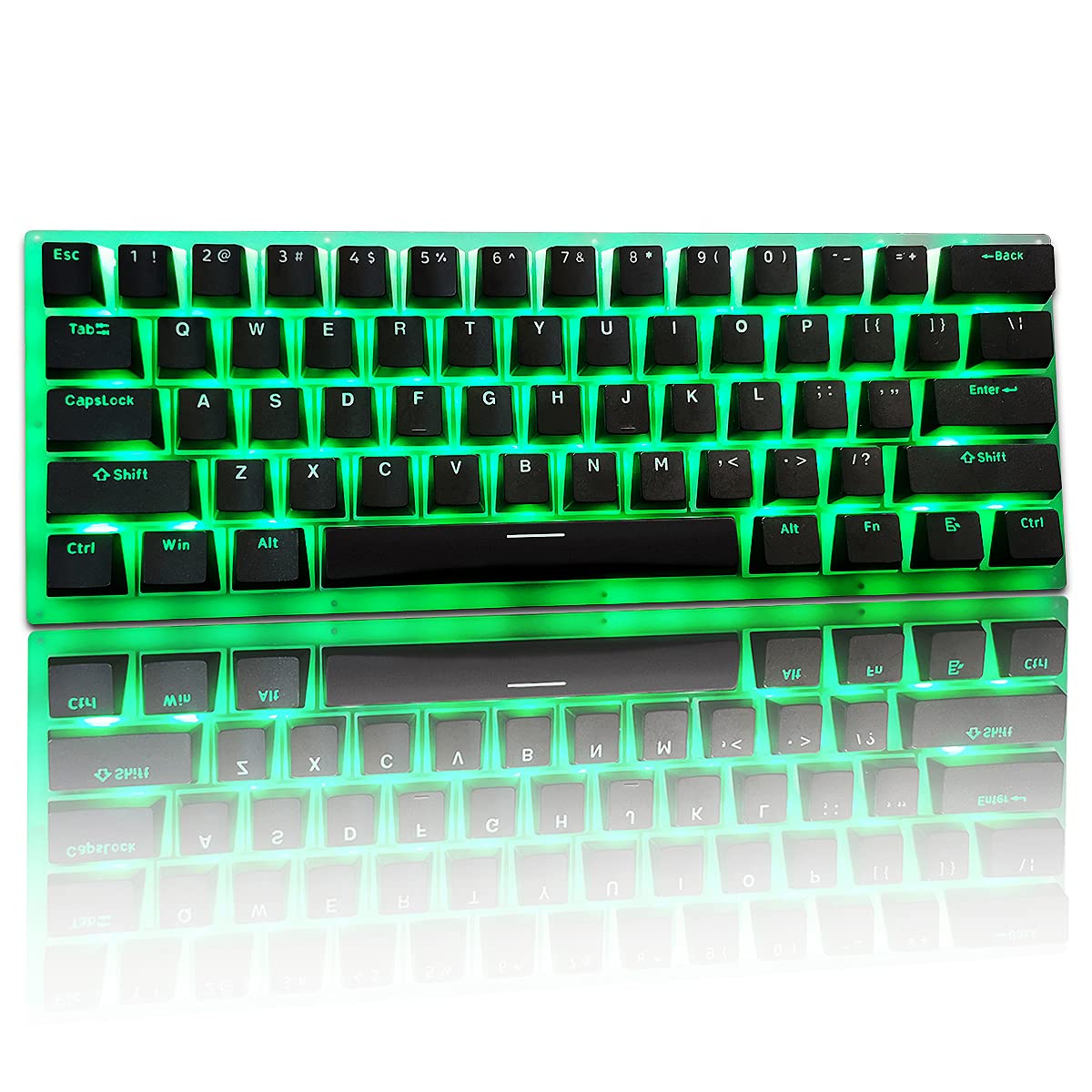 XVX Womier K61 60% Mechanical Keyboard with PBT Pudding keycap, Hot Swappable Keyboard, Partitioned RGB Keyboard, Dark Phoenix for PC PS4 Xbox (Black, 61 Keys, Silver Switch)