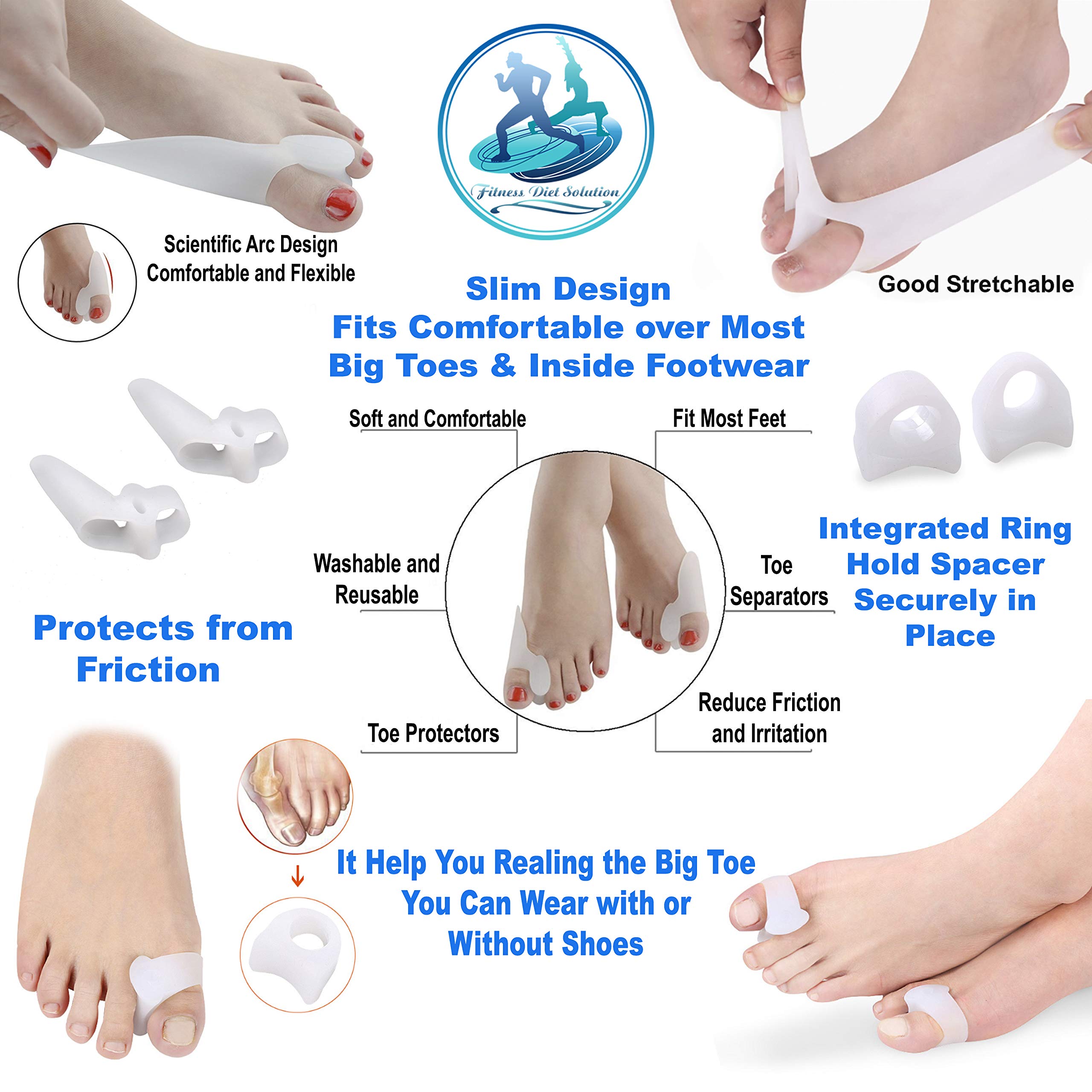 Bunion Corrector and Hallux Valgus Pain Relief Kit | Orthopedic Big Toe Straightener | Adjustable Splint Protective Sleeves | Toe Separator Spacer, Splint Correction Aid for Women,Men - 11 Pack